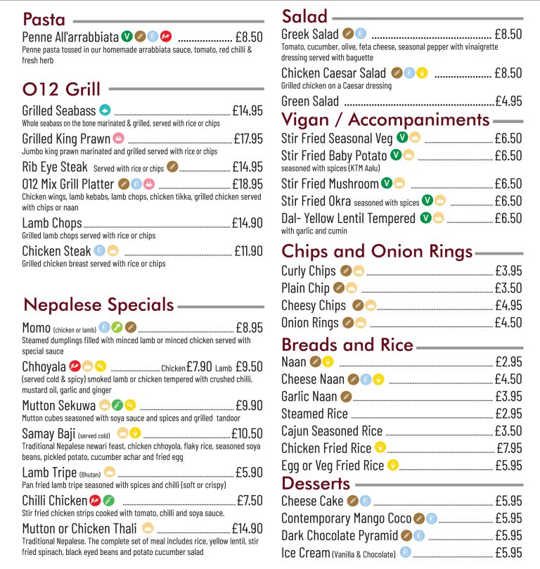 Food & Drink menu | Restaurant and bar stratford – O12 BAR ~ Bar ...